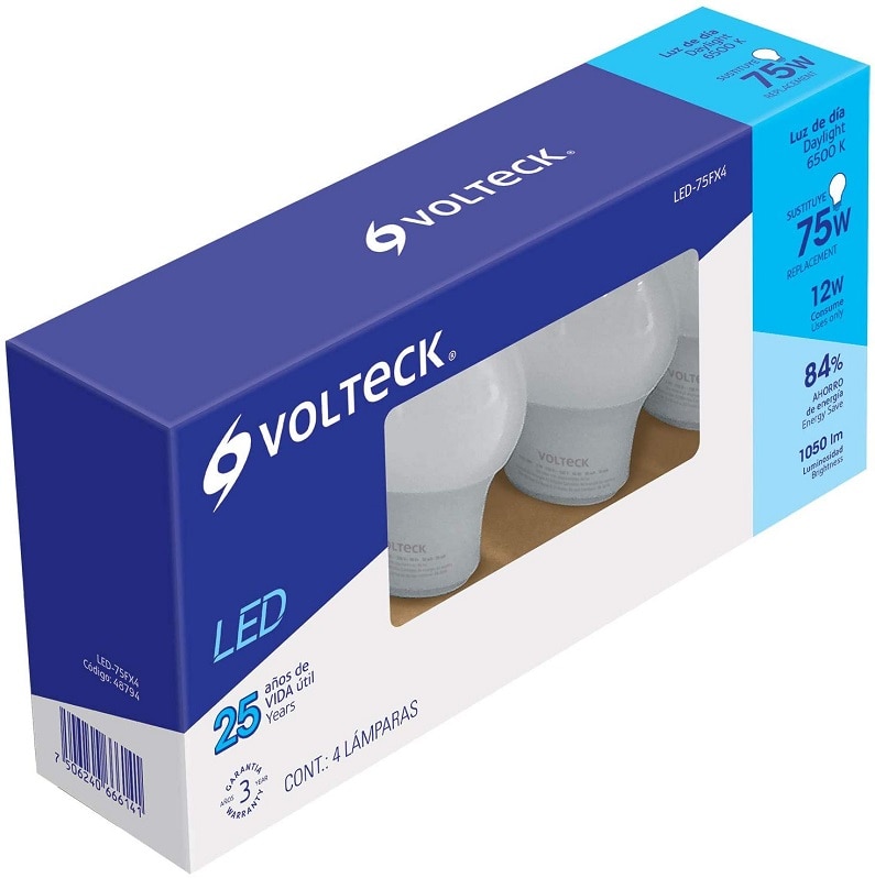 FOCO VOLTECK LED 18 W 1900 LM 4 PIEZAS LUZ DE DIA