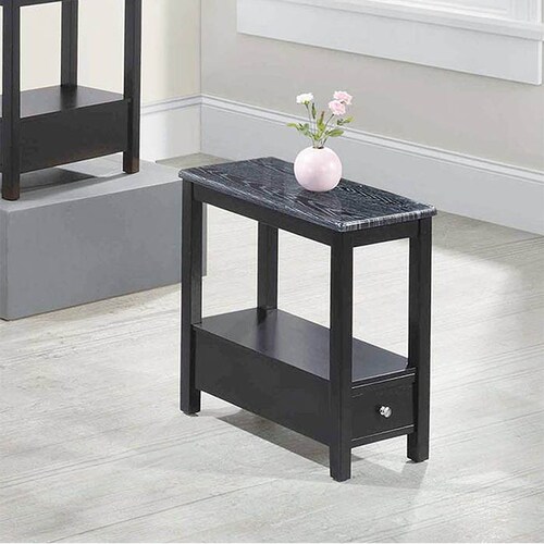 Mesa Auxiliar Lateral Rectangular Con Cajón Color Negro - Poundex F5913