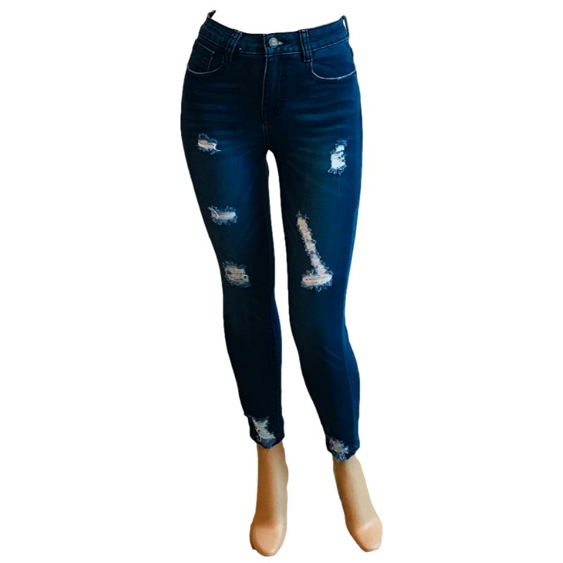 Jeans pantalón mezclilla rasgado roto destrucción mujer skinny stretch ...