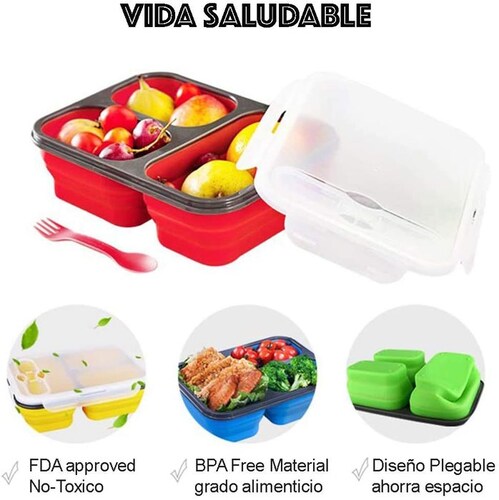 Topper Plegable para Alimentos 3 Compartimientos Rosa