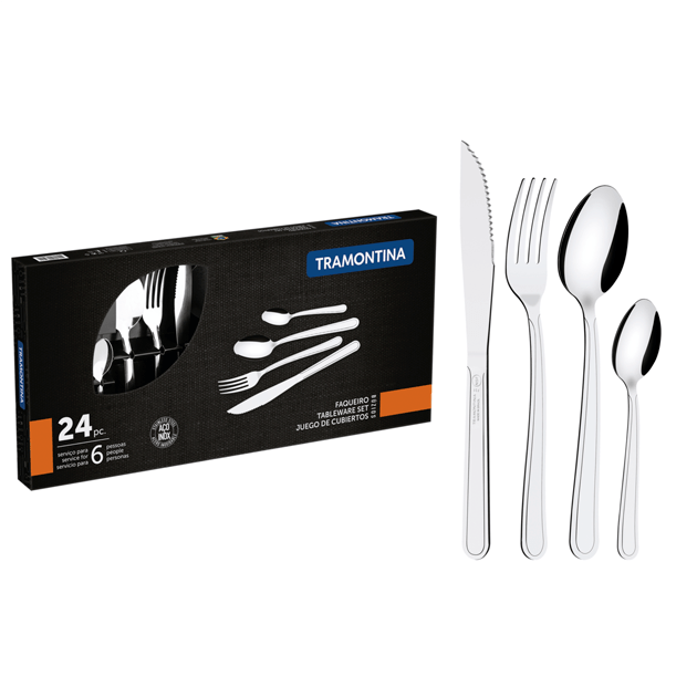 JUEGO DE CUBIERTOS BUZZIO 24 PZAS TRAMONTINA