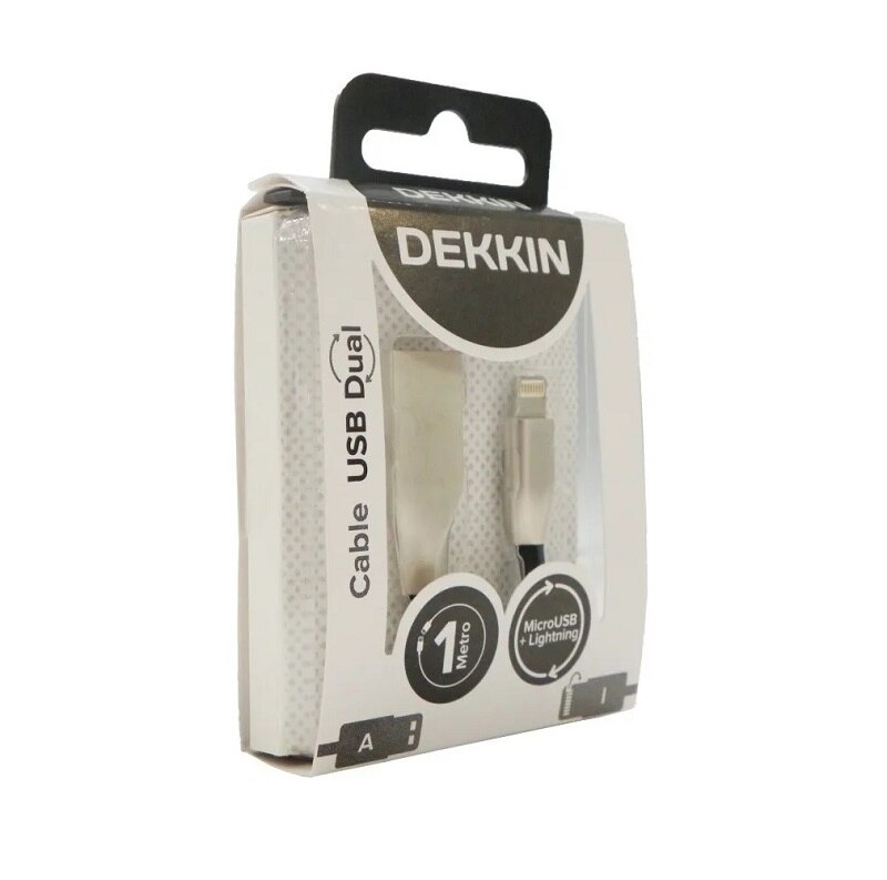 Cable Usb Dual Dekkin Para Ip Reforzado 1.0m Lightning