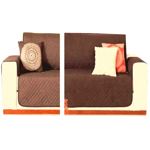 Protector para Loveseat | Doble vista Marrón/Café Claro | Para Sillón Mediano | Tela de Gamuza ...