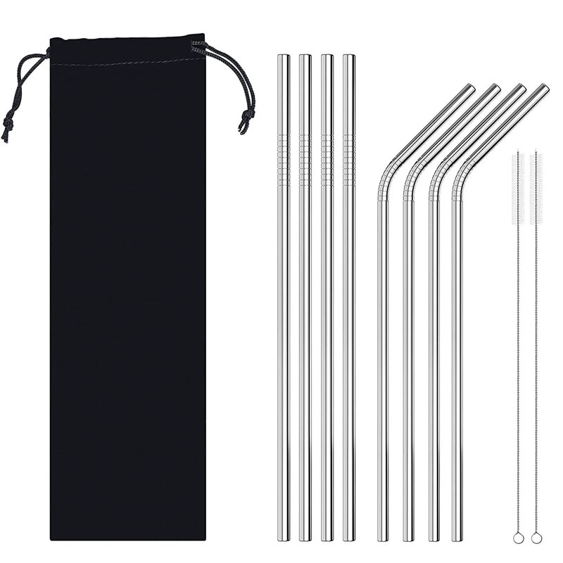 Kit de 8 popotes de metal acero inoxidable ecológicos + 2 cepillos ...