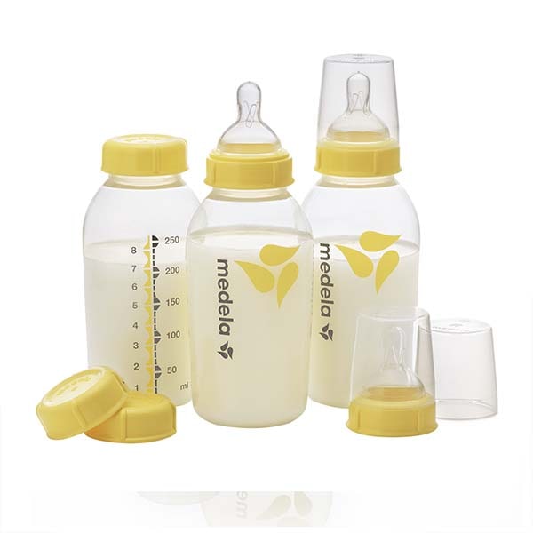 Medela Set de Botellas/Biberón de 8oz/250ml con Tetina de Flujo Medio 4 ...