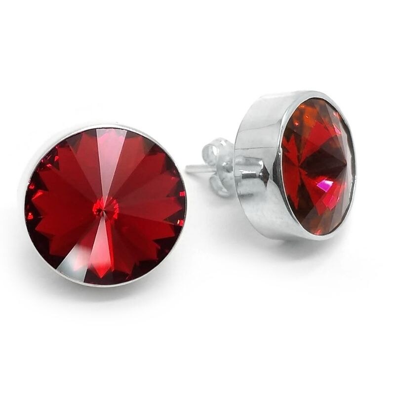 Aretes Rojos de Plata .925 Joyería Zvezda