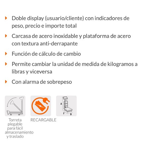 Bascula Comercial de Plataforma Plegable Electrónica Truper BAS-100PLA Multiusos Recargable ...