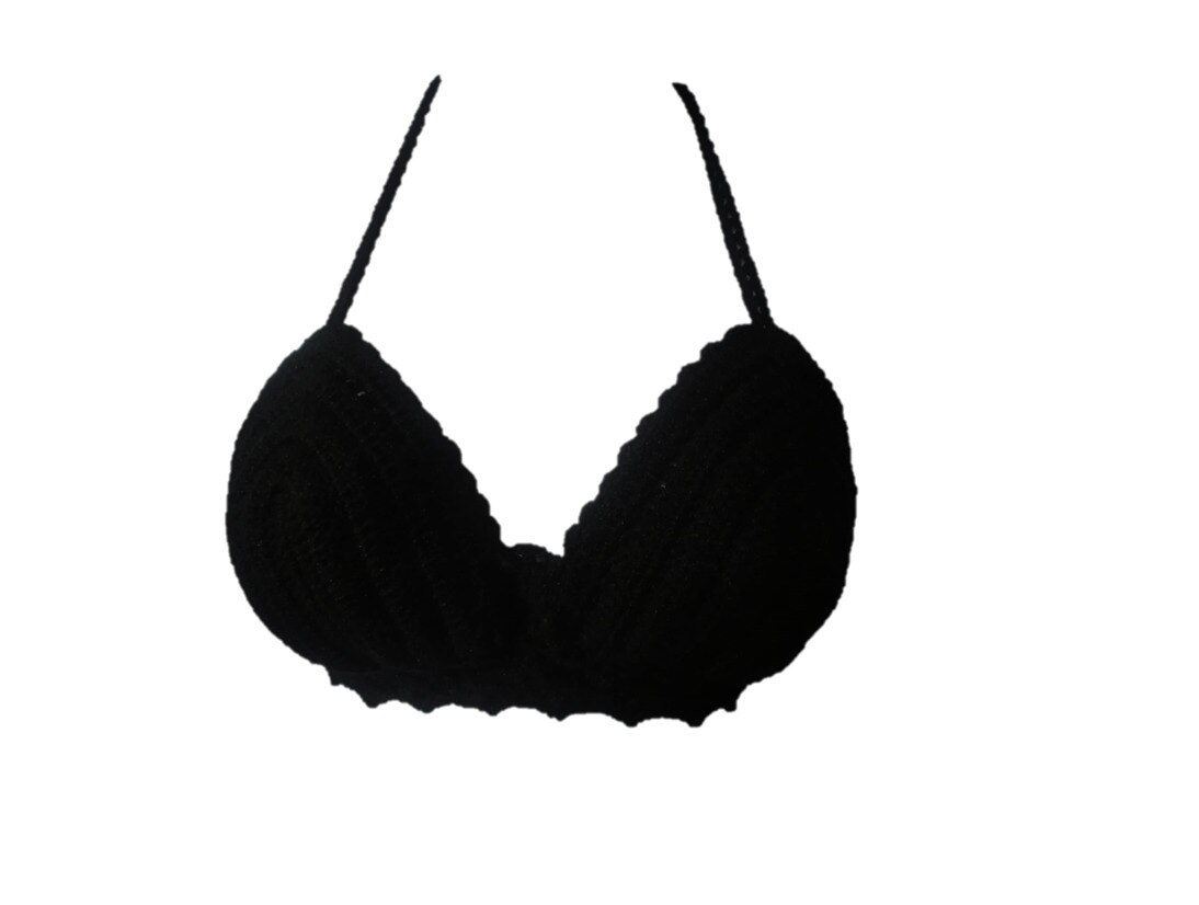 HERMOSO BRALETTE TEJIDO NEGRO MUJER CH M UNITALLA MANO