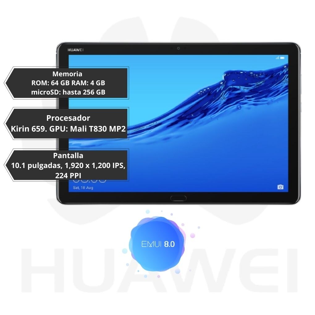 Tablet Huawei MediaPad M5 Lite 10.1" Wi Fi Kirin 659 32 GB Ram 4 GB EMUI 8.0 Color Gris Espacial