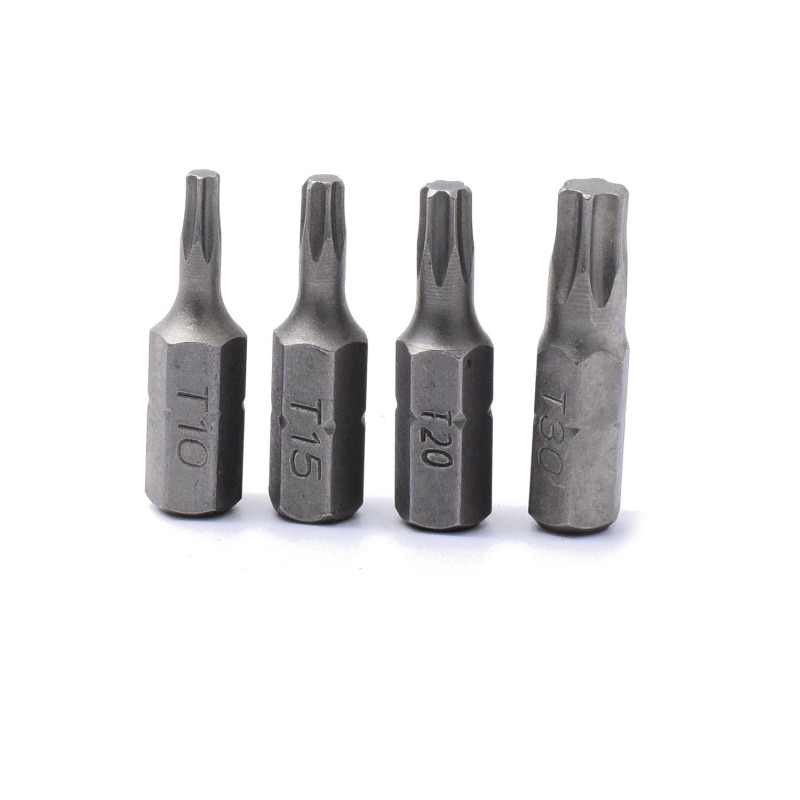 KIT 4 PUNTAS TORX ACERO S2 T10 T15 T20 T30 ESTRELLA