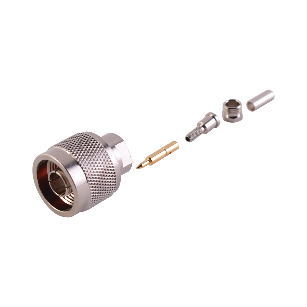 Conector N Macho de anillo plegable para cable RG174/U, BELDEN 8216.