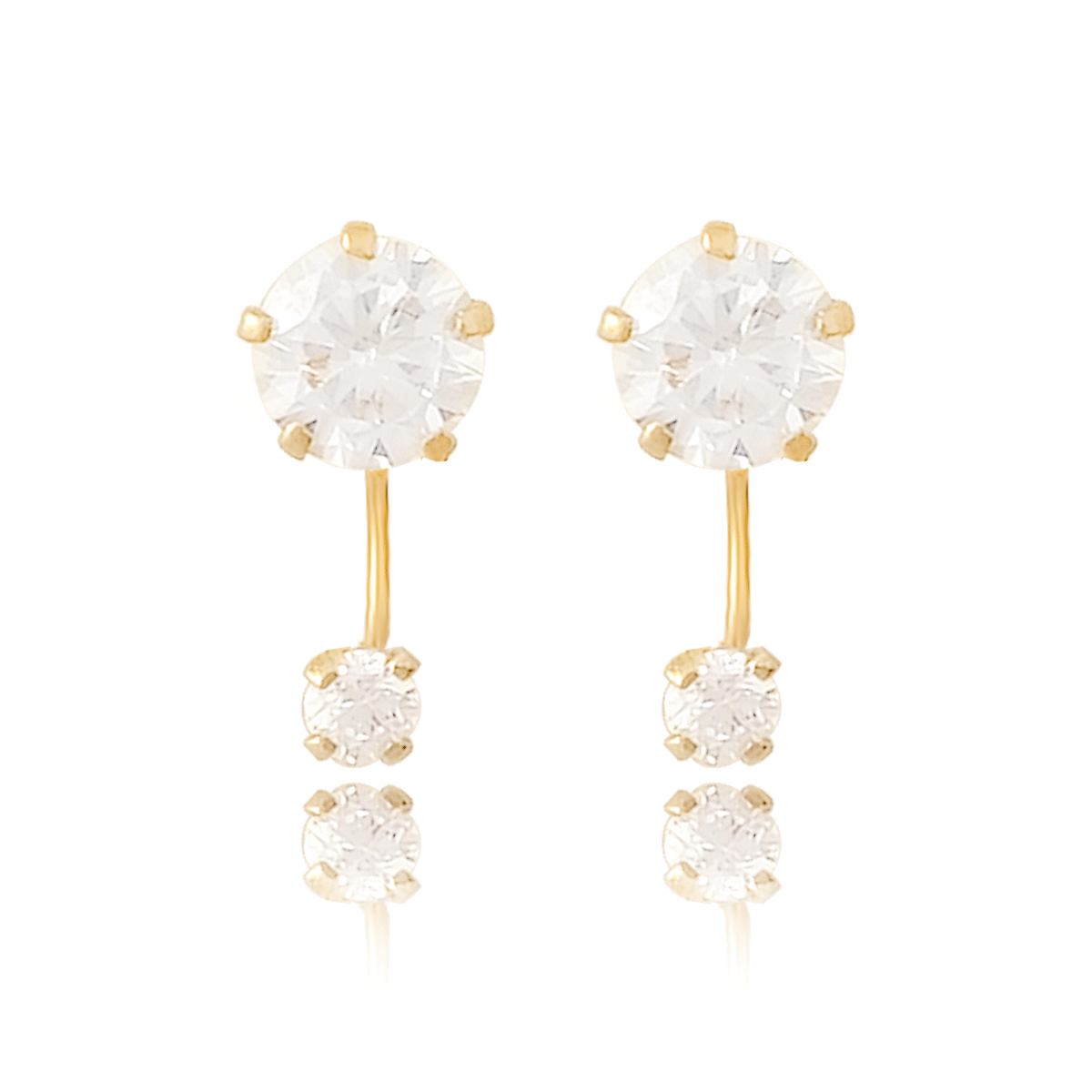 Aretes broquel en oro 18k laminado #841 396-423 una zirconia grande y ...