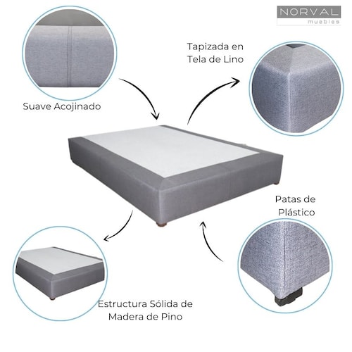 Base para Cama Queen Size NORVAL Muebles Base de Madera con Moderno ...
