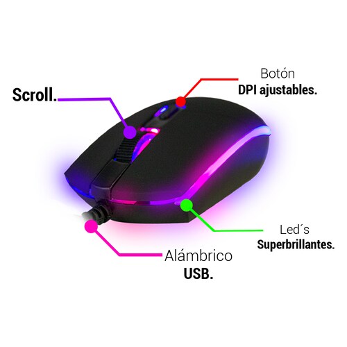 Mouse Gamer Con Luz Led Rgb Ratón Óptico Usb Sentry Gaming