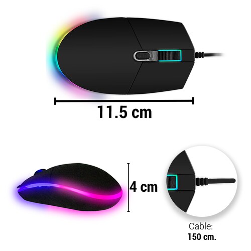 Mouse Gamer Con Luz Led Rgb Ratón Óptico Usb Sentry Gaming