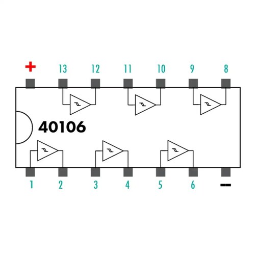 CD40106 Con 6 Inversores Hex SCHMITT TRIGGER 5 pzas