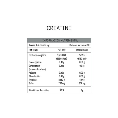 CREATINE | 90 porciones de 5g | 450g | 100% creatina | Sin saborizantes ...