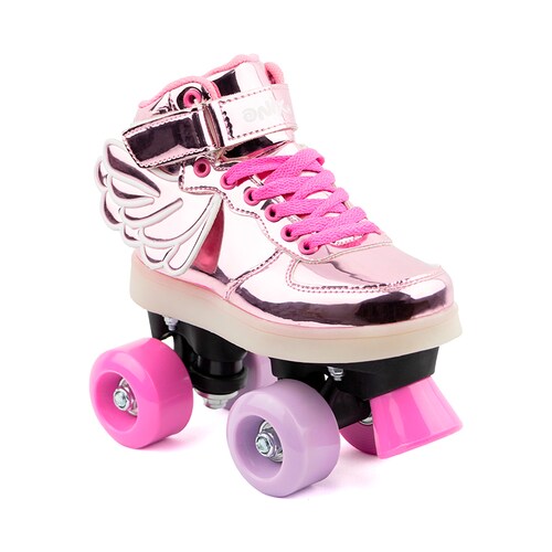 Patines 4 Ruedas Onix Para Niña De Alas 3d Rosa Con Luz Led