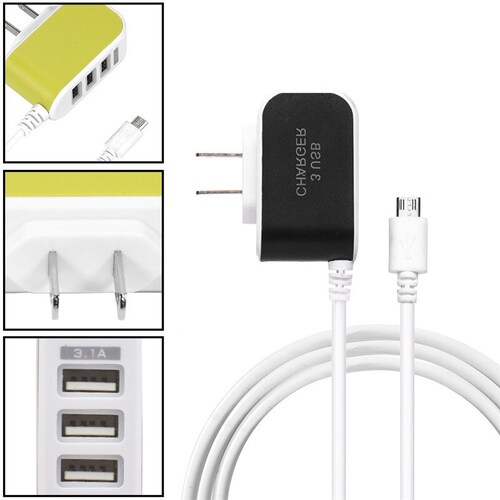 Cargador con Cable Integrado Micro USB V8 3 Entradas