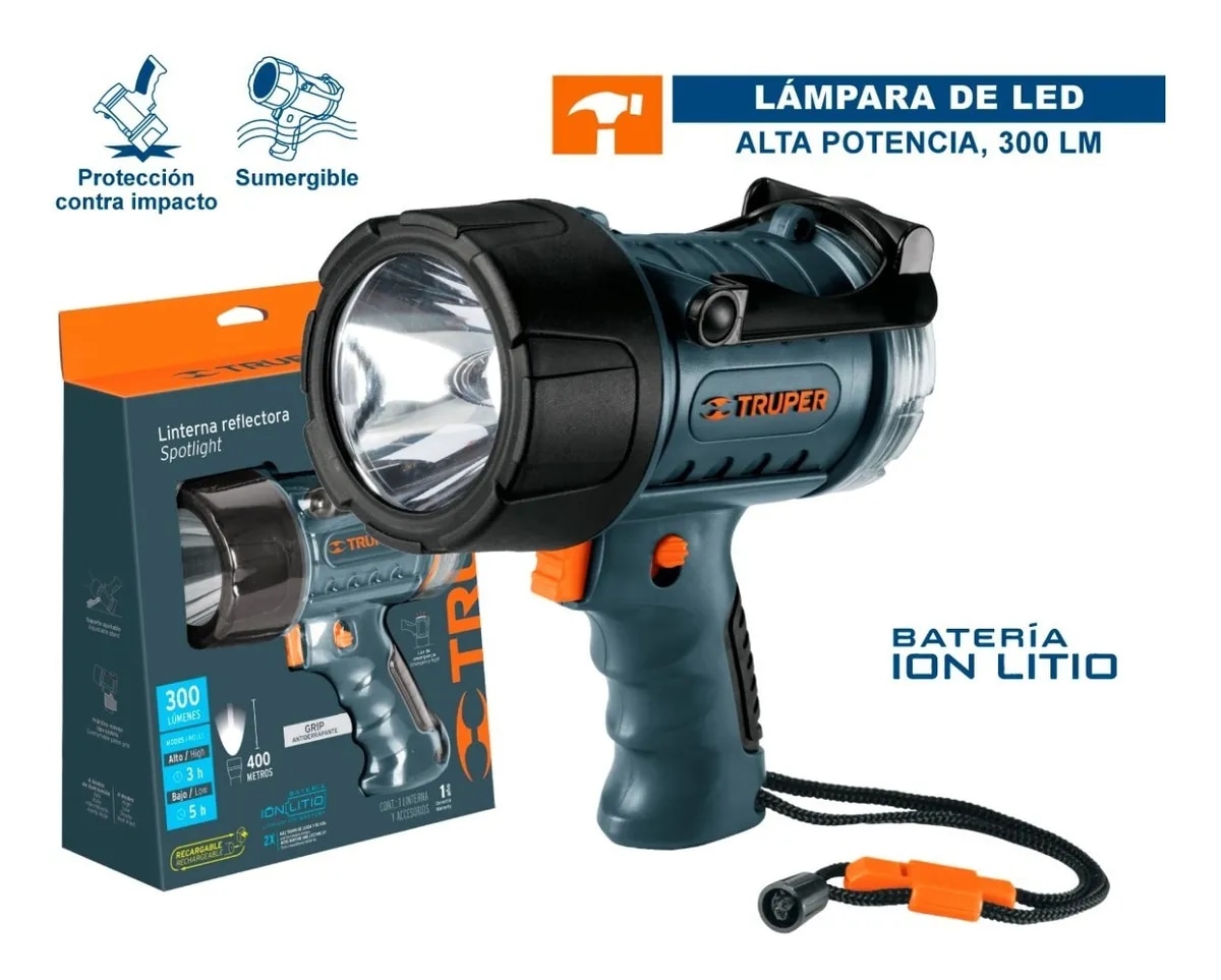 Lámpara Recargable De Led Alta Pot, 300lm, 7w, Truper 12983