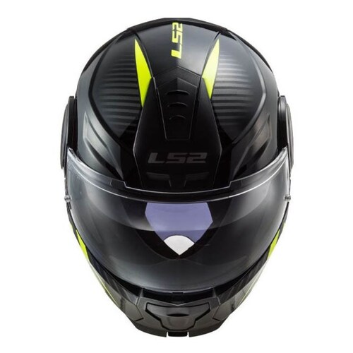 Casco Abatible Ls2 Ff902 Scope Skid para moto Negro/amarillo lente interno