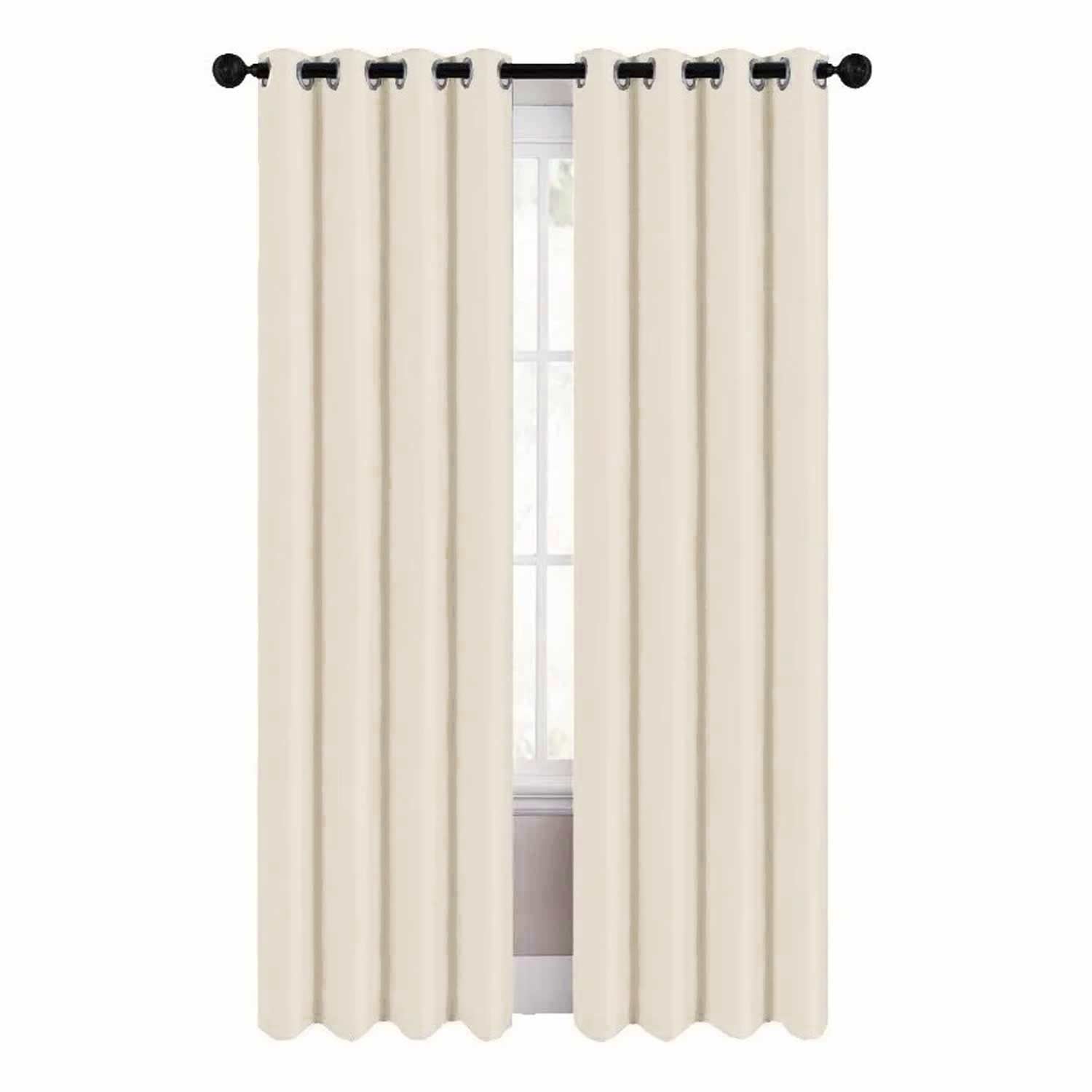 Cortina Blackout 137 X 213 Cm 2 Paneles Beige Bloquea Ruido y Luz