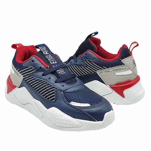 Tenis Nice England 5007 Azul Marino Rojo niño Joven Running Correr ...