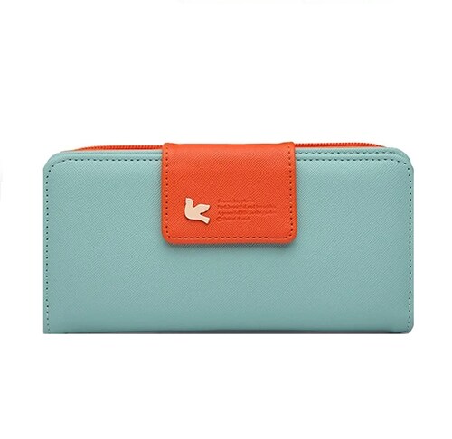 Cartera De Cuero Sintética para Dama Color celeste