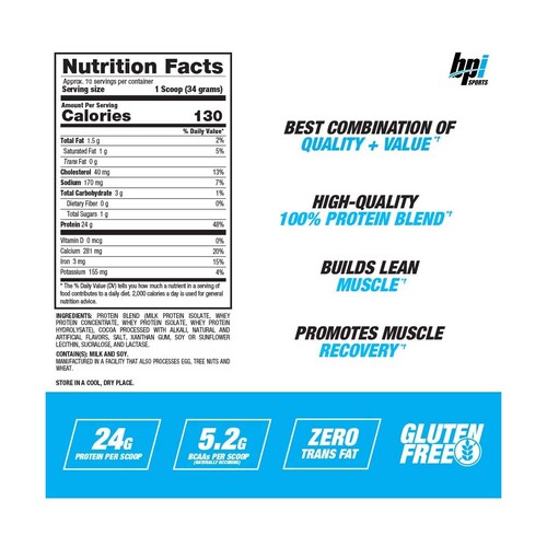 Proteina BPI Best Protein 5 Lbs 70 Serv. - Galletas con Crema