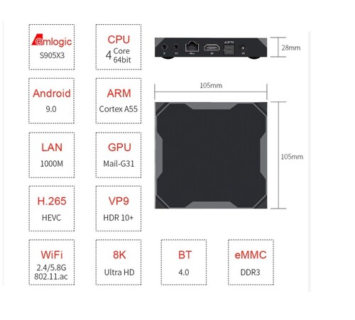 X96 Max Plus Amlogic Bluetooth Wi Fi Dual 4gb Ram 64gb + Control Air ...