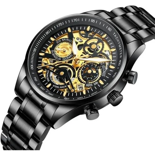 Nibosi Skeleton Reloj Impermeable Para Hombre Acero Inoxidab