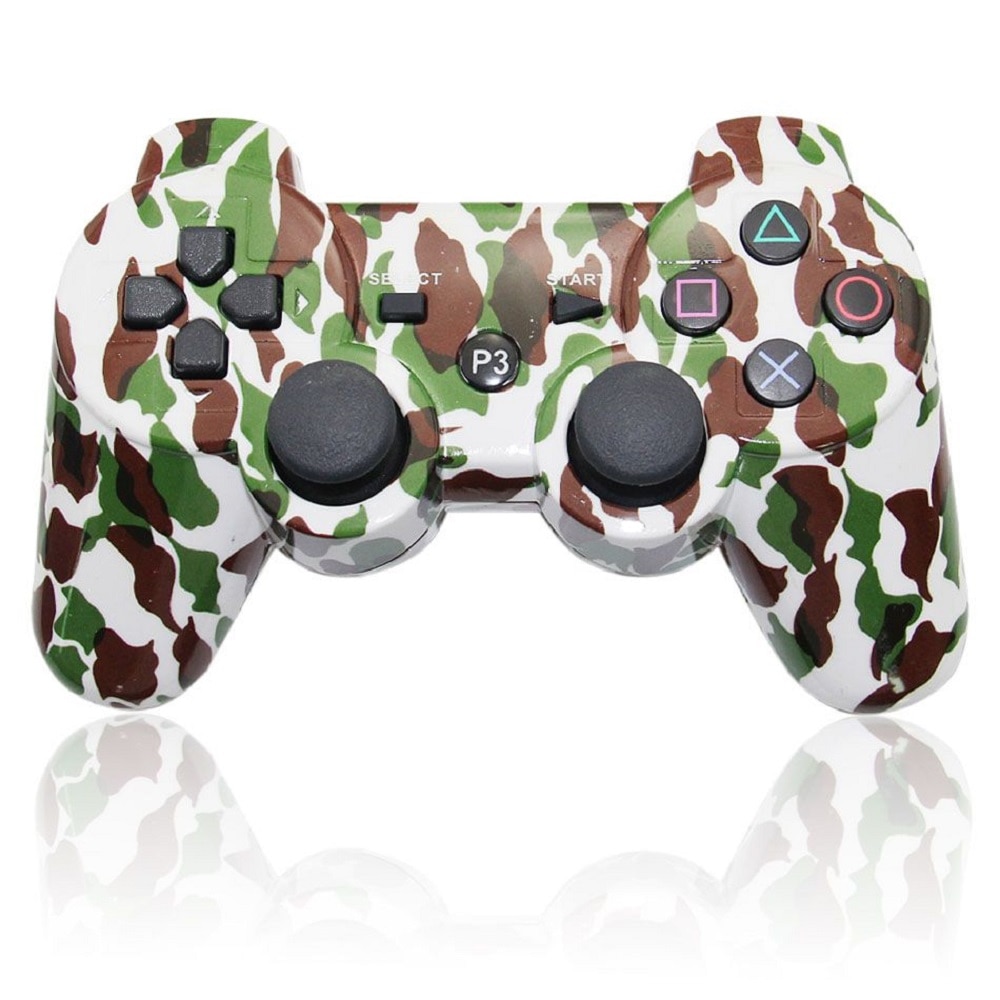 Control Genérico Compatible Con Ps3 Camuflaje Verde Inalámbrico