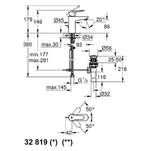 Monomando Para Lavabo BauEdge Cromo Grohe 32819000