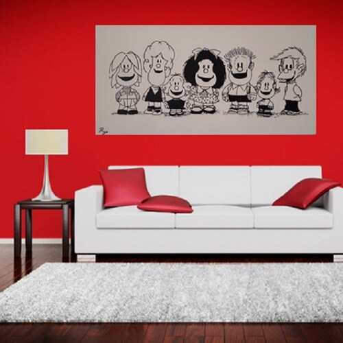 Cuadro decorativo pintado a mano Galería Oneris PERSONAJES DE MAFALDA ...