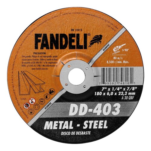 Disco De Desbaste Dd-403 Fandeli 180 X 6,0 X 22, 2 Mm 74816