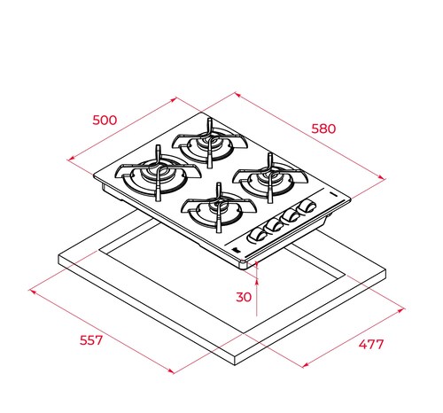 KIT PARRILLA Y CAMPANA MARCA TEKA PLUS-60 ACERO INOXIDABLE LUZ LED 127V