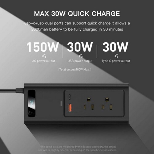 Adaptador de Corriente Para Auto A Multicontacto Baseus 150w