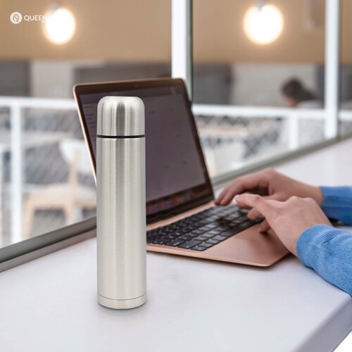 Termo Bala Plateado Metálico De Acero Inoxidable 350ml