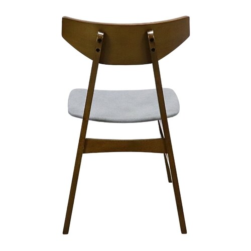 Silla Moderna de Madera Sólida Armable Tapiz Velvet Gris Barniz color Nogal Dana.