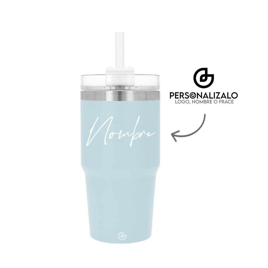 Termo Straw, Termo con popote de acero inoxidable 600 ml. Personalizado ...