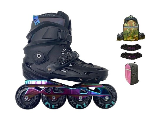 Patines en Linea Freeskate Black Tornasol Con Fundas Y Maleta ...