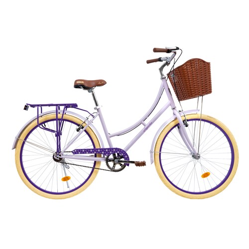 Bicicleta Apache Trixie R26 1 Velocidad Vintage Con Canastilla Asiento De Gel Morado