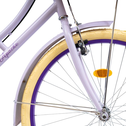 Bicicleta Apache Trixie R26 1 Velocidad Vintage Con Canastilla Asiento De Gel Morado