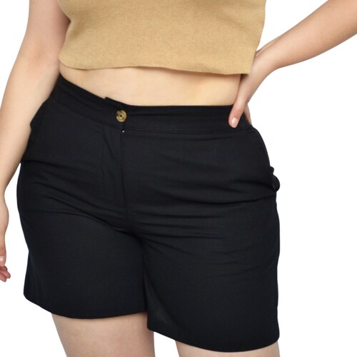 Short clásico de lino (talla extra), modelo 0136 (Negro)