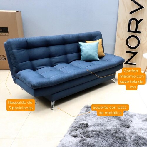 Sofá Cama Rojo Moderno 3 Posiciones