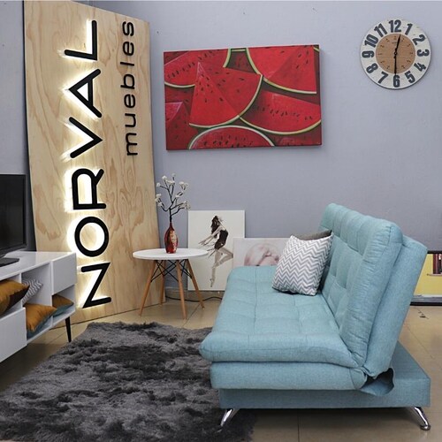 Sofá Cama Turquesa Matrimonial 3 Posiciones