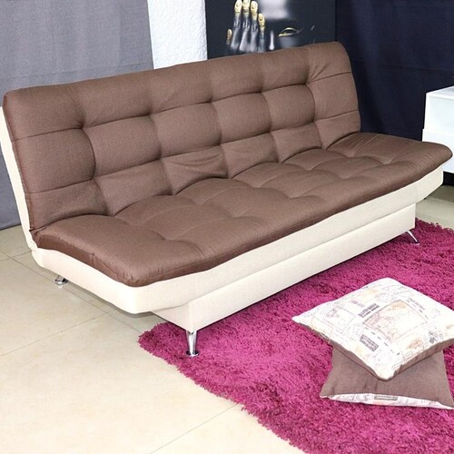 Sofá Cama Beige Chocolate Moderno 3 Posiciones