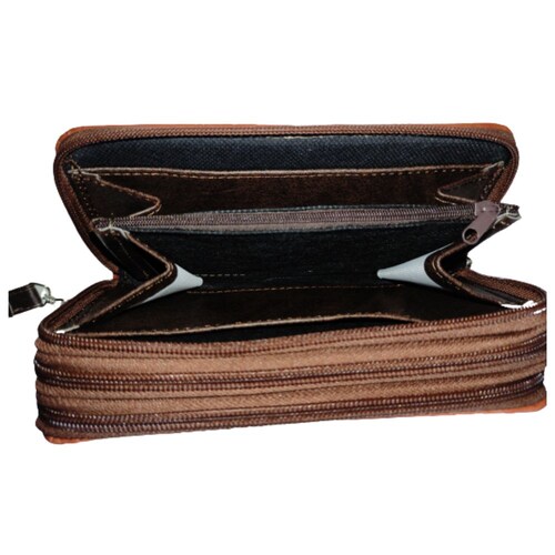 Cartera De Piel Cincelada A Mano Para Dama Artesanal Marrón Claro