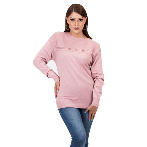 Sueter Línea Pecho Manga Larga Para Mujer 56 - Rosa