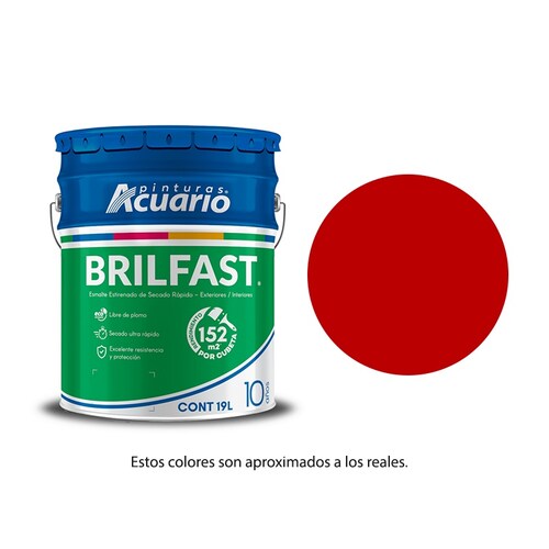 Pintura Esmalte Bril Fast Color Rojo Bermellón Brillante 19L Acuario ...
